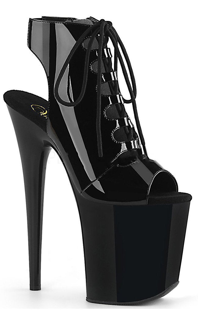 Pleaser FLAMINGO-800-20 Black Patent Platform Heels