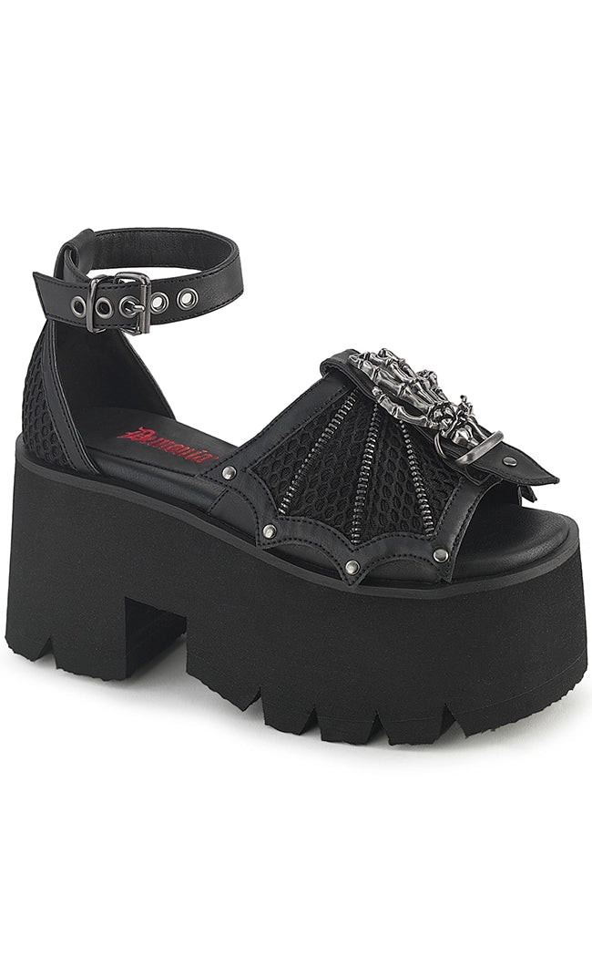 ASHES-11 Black Matte Platform Sandals