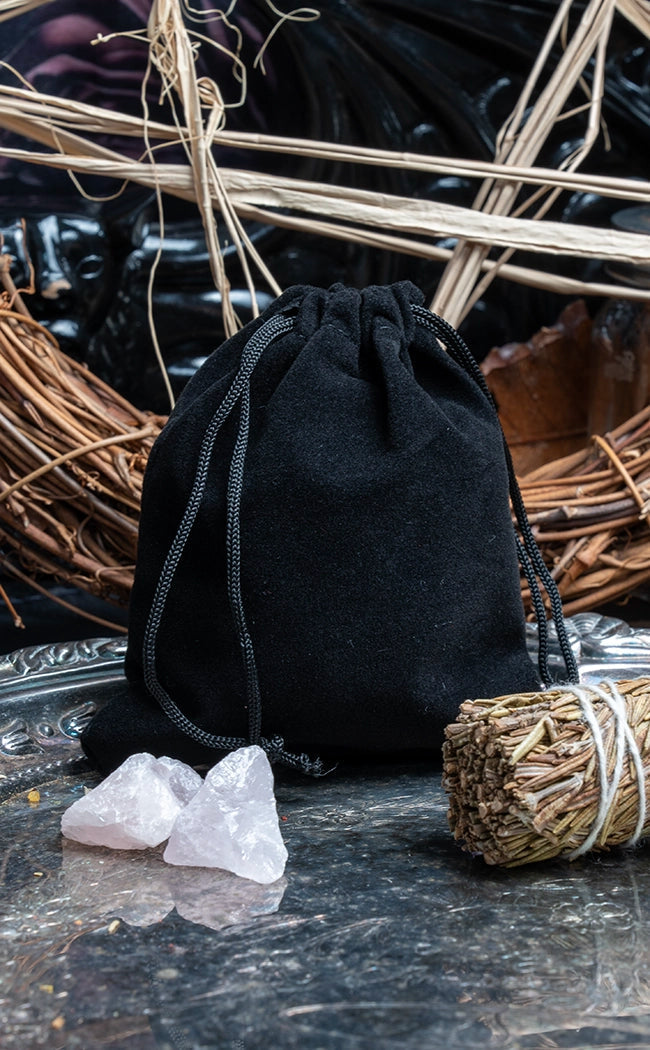 Black Empty Mojo / Spell Bag | Velvet Drawstring Bag