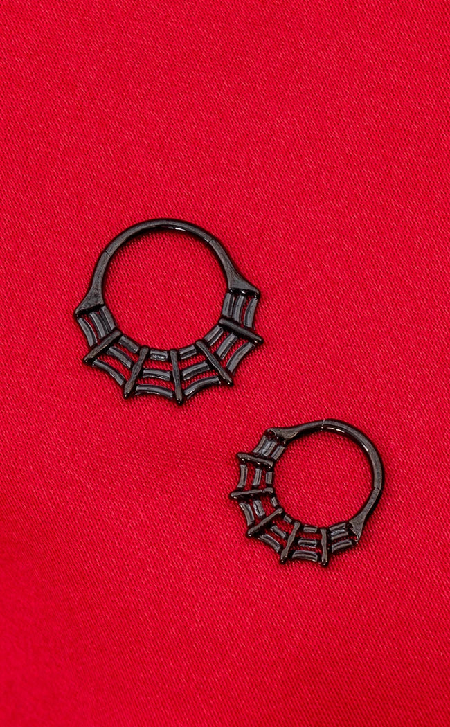 Titanium Segment Septum Ring Spidersilk Black Spiderweb