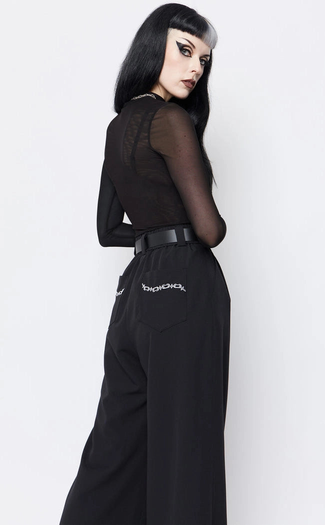 Unchained Wide Leg O-Ring Trousers | Ethical Goth Fashion Mary Wyatt