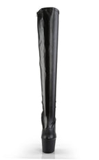 Pleaser ADORE-3000 Black Vegan Leather Thigh Boots [In Stock]