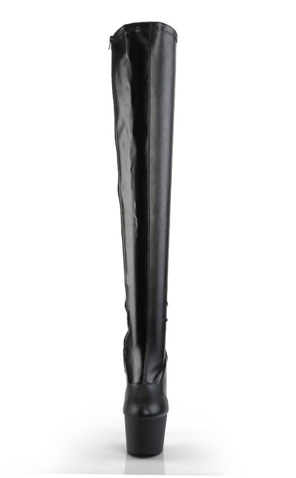 Pleaser ADORE-3000 Black Vegan Leather Thigh Boots [In Stock]
