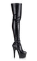 Pleaser ADORE-3000 Black Vegan Leather Thigh Boots [In Stock]