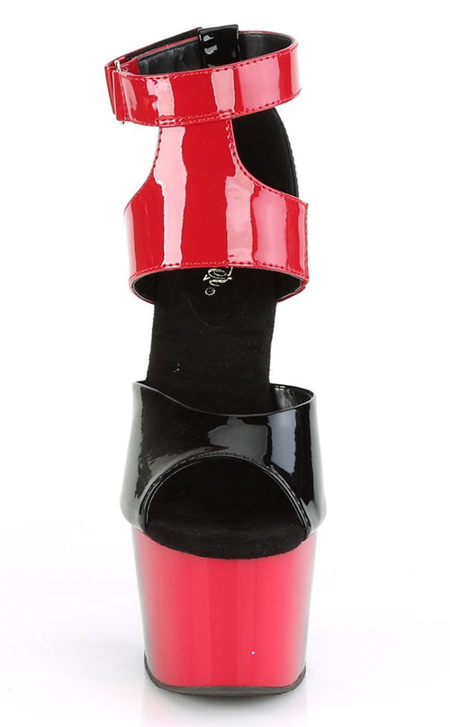 Pleaser ADORE-700-16 Black & Red Patent Platform Heels