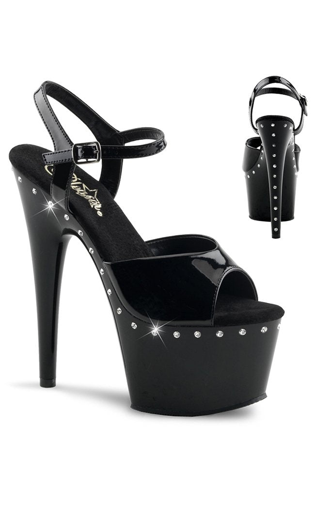 Pleaser ADORE-709LS Black & Rhinestone Heels