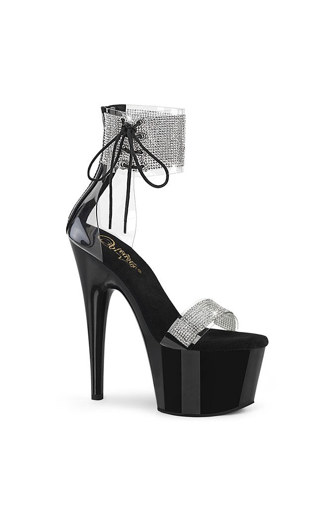 Pleaser ADORE-727 Clear & Black Rhinestone Heels