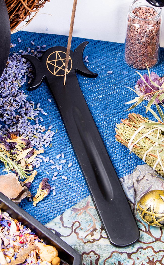 Black Triple Moon Incense Holder | Pagan Ritual Supplies Australia