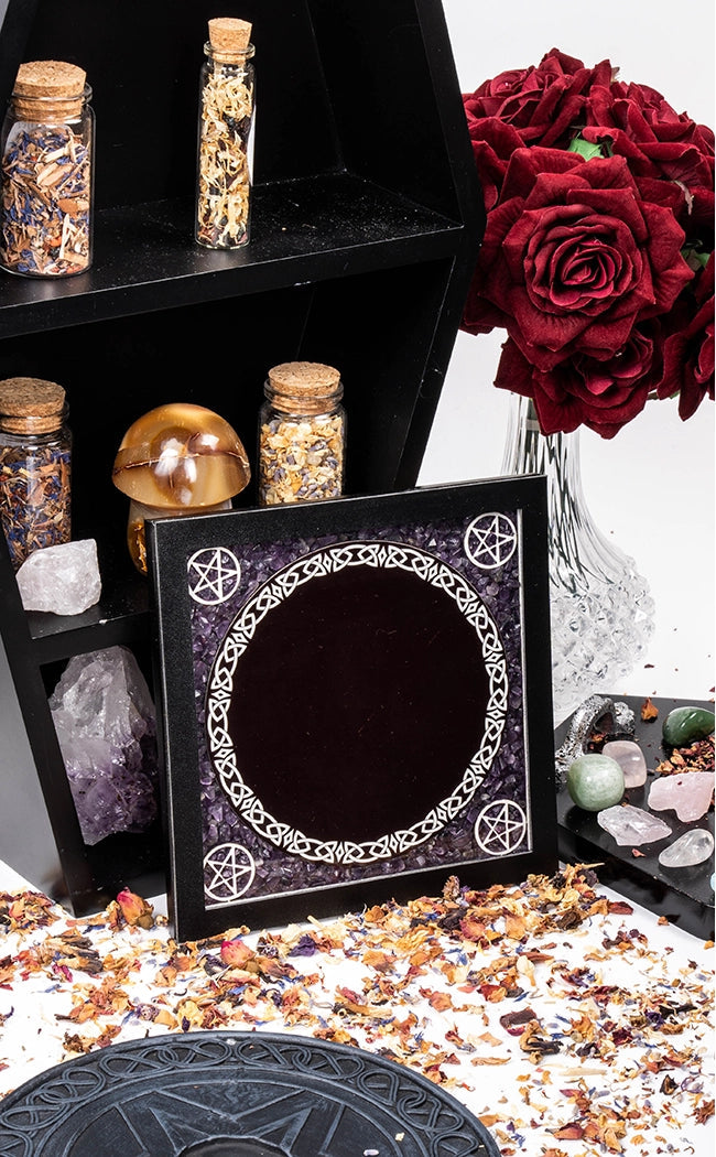 Amethyst Glass Scrying Mirror | Altar & Witchcraft Essentials
