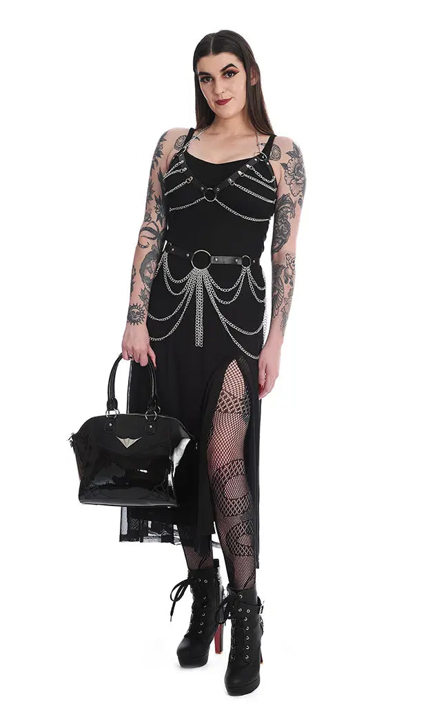 Araxiel Black Mesh Maxi Dress | Goth Clothing & Accesories Australia