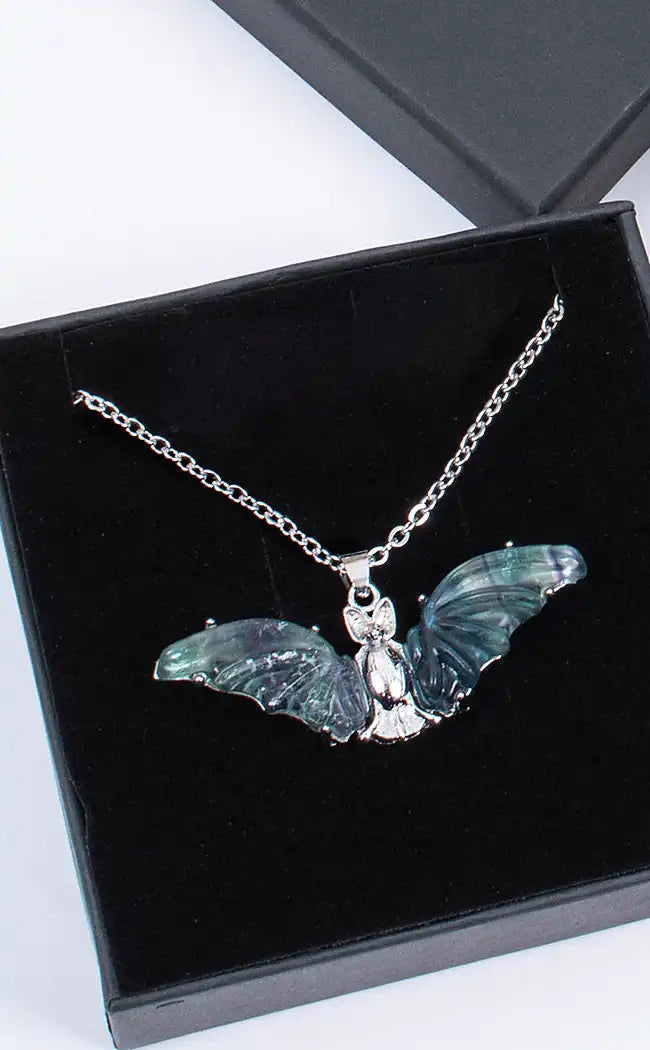 Batty Rainbow Fluorite Stainless Steel Necklace | Crystal Jewellery