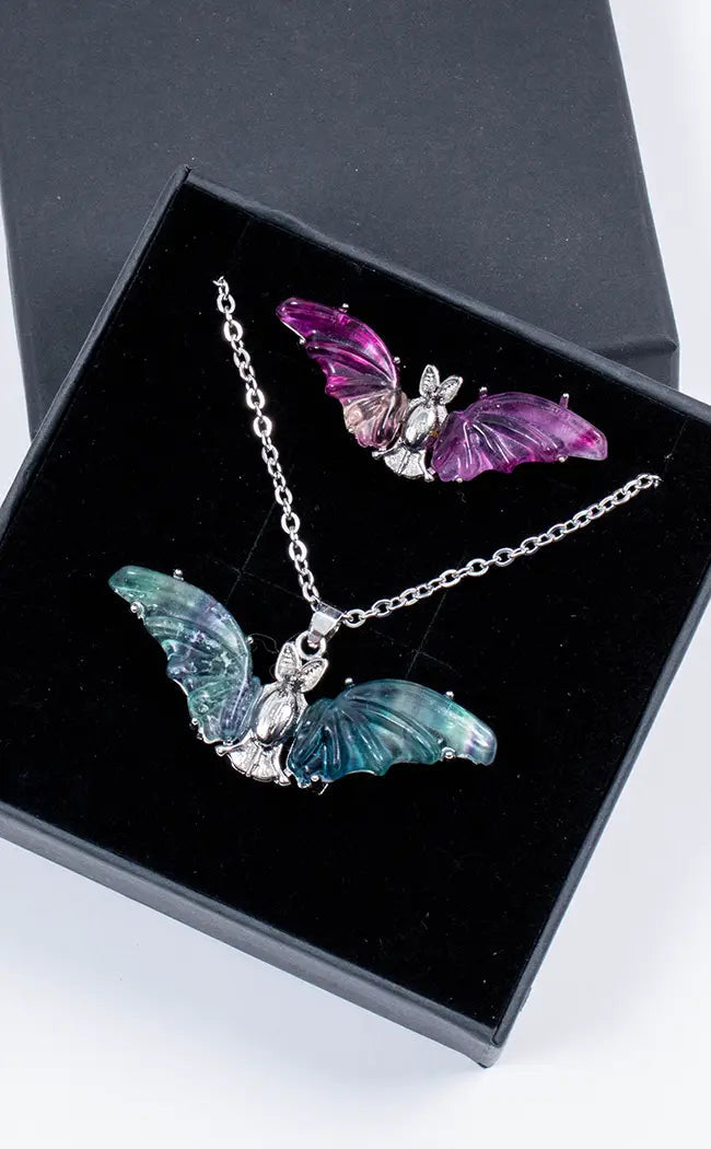 Batty Rainbow Fluorite Stainless Steel Ring | Witchy Crystal Jewellery