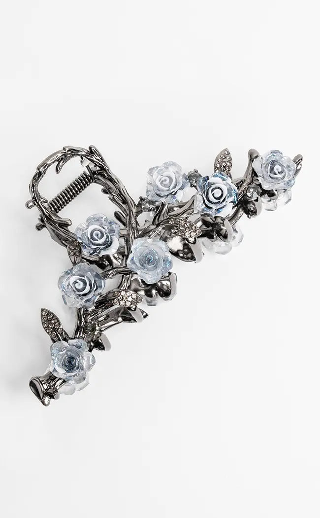 Blue Rose Hair Claw Clip | Gothic Claw Clips | Goth Hair Accessories