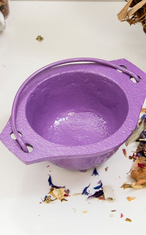 Lavender Pentacle Cast Iron Cauldron | Pagan Witchy Tools Australia
