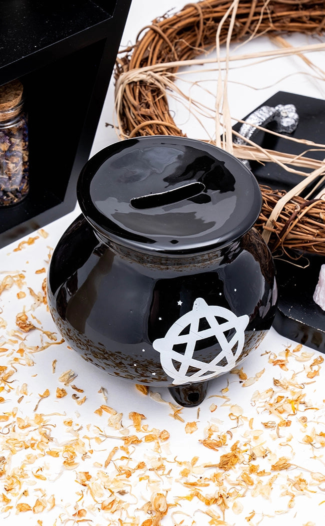 Cauldron Pentagram Ceramic Money Box