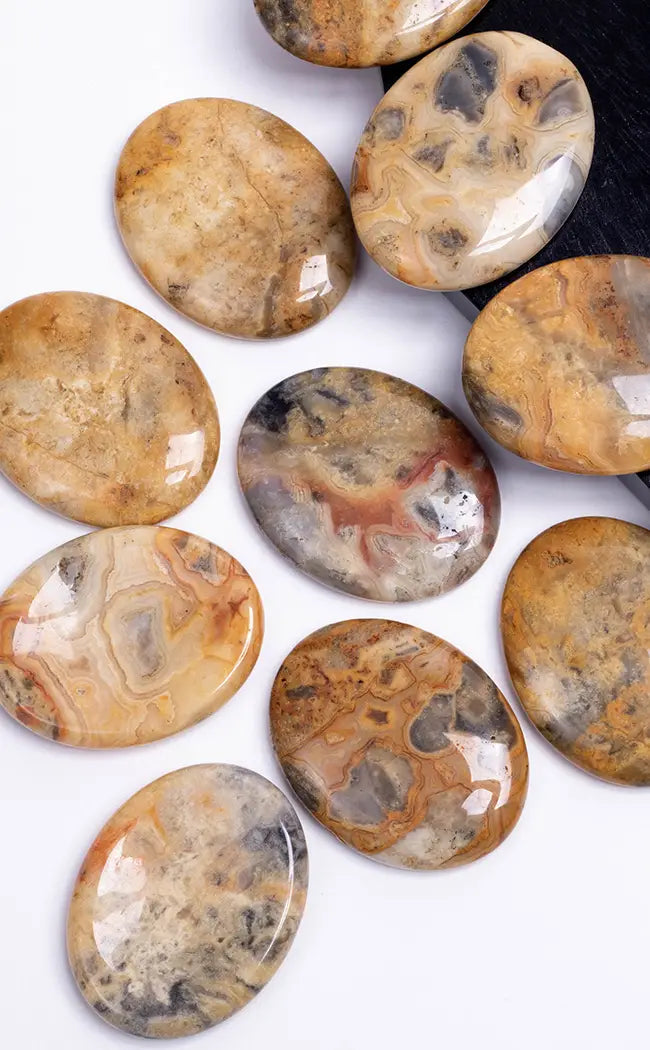 Crazy Lace Agate Worry Stone | Carved Crystals | Witchcraft