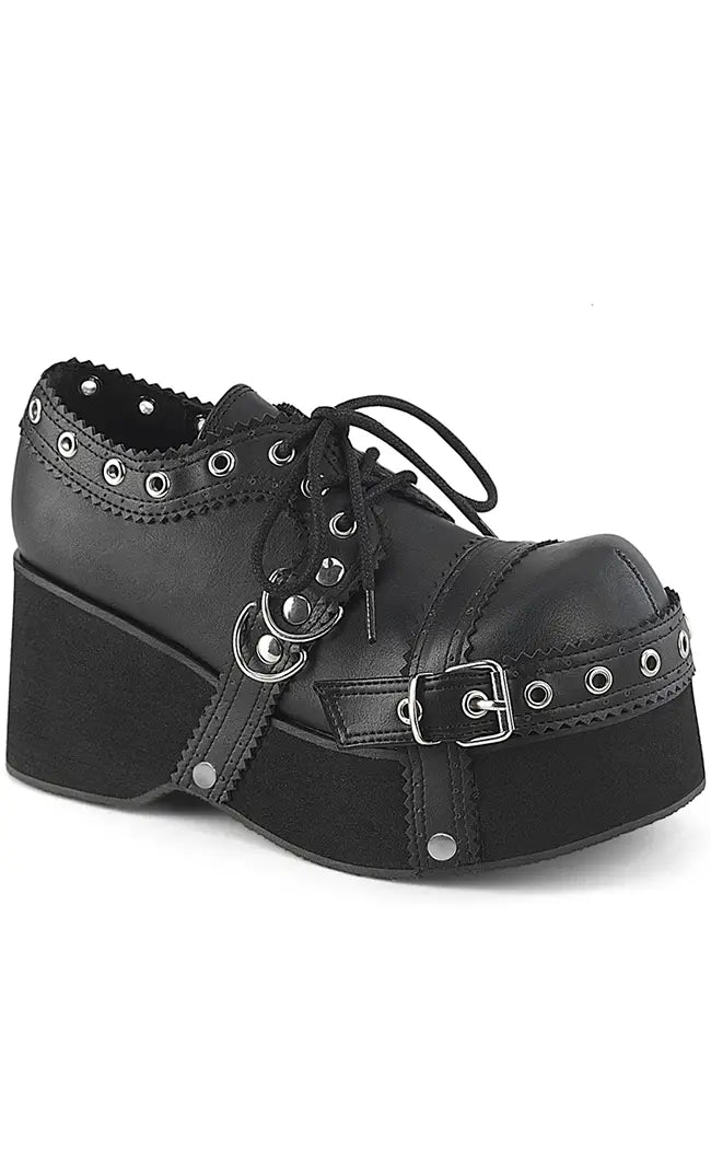 DANK-28 Black Platform Oxford Shoes | Goth Alt Shoes Australia