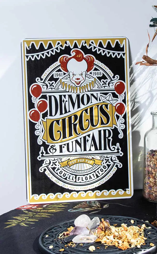 Demon Circus Tin Metal Sign | Goth Homewares Gifts Australia