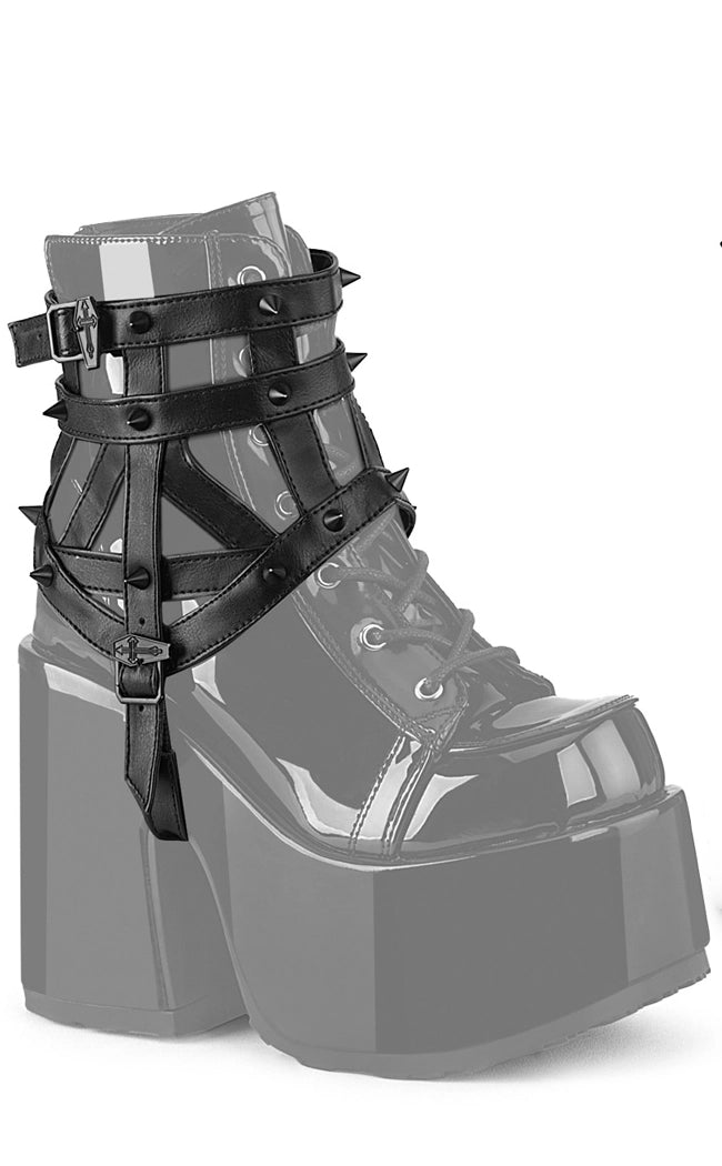 Demonia Spiked Coffin Vegan Leather Boot Harness