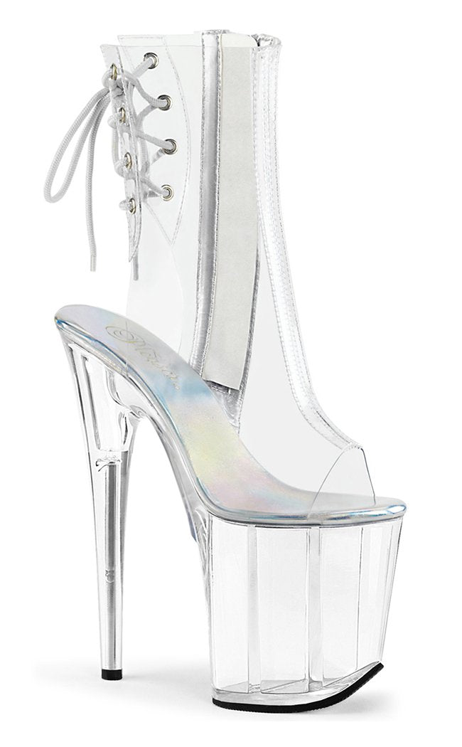 Pleaser FLAMINGO-1018C Clear Platform Ankle Boots