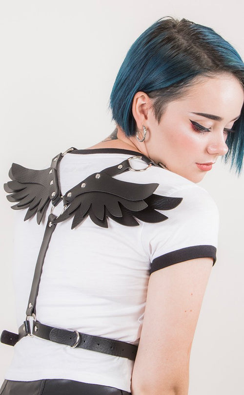 Fallen Angel Black Vegan Winged Harness | Gothic Accessories