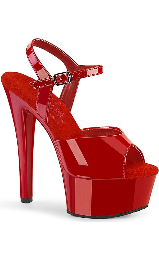 Pleaser GLEAM-609 Red Patent Platform Heels