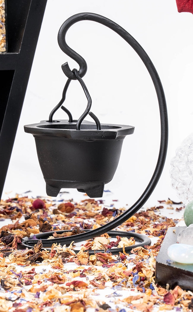 Hanging Cauldron Incense Burner with Stand | Witchy Gifts & Decor