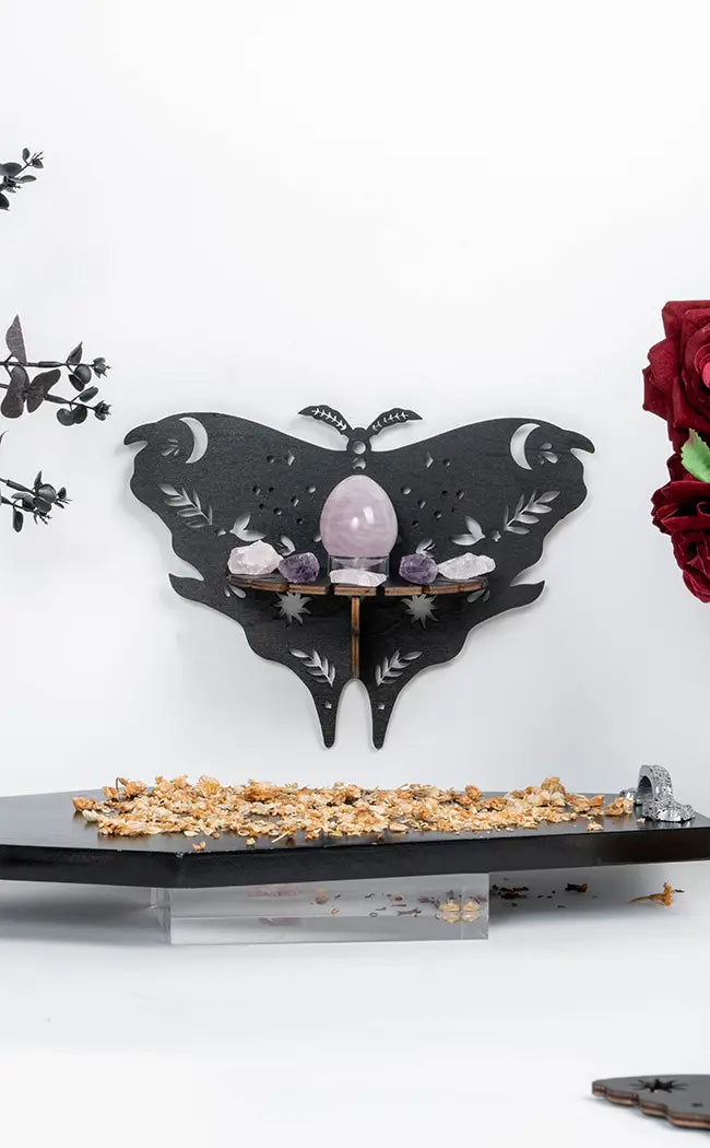 Luna Moth Wooden Shelf | Alt Gifts & Witchy Homewares Australia