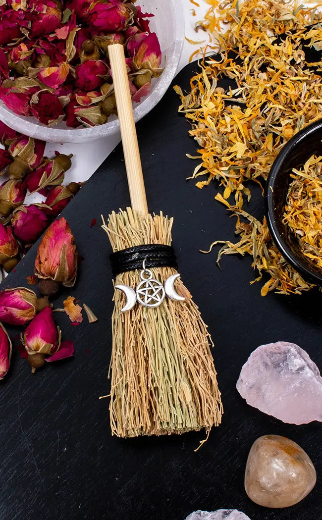 Mini Besom Wiccan Broom Triple Moon | Shop Altar Tools & Witchcraft