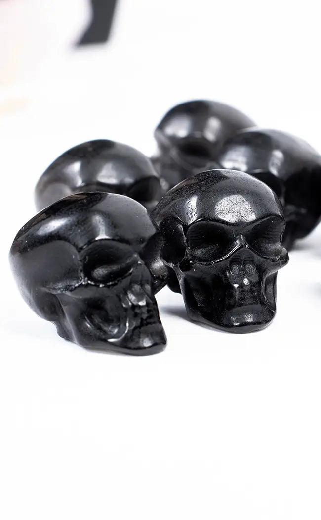 Mini Obsidian Silver Sheen Skulls | Carved Crystals Australia