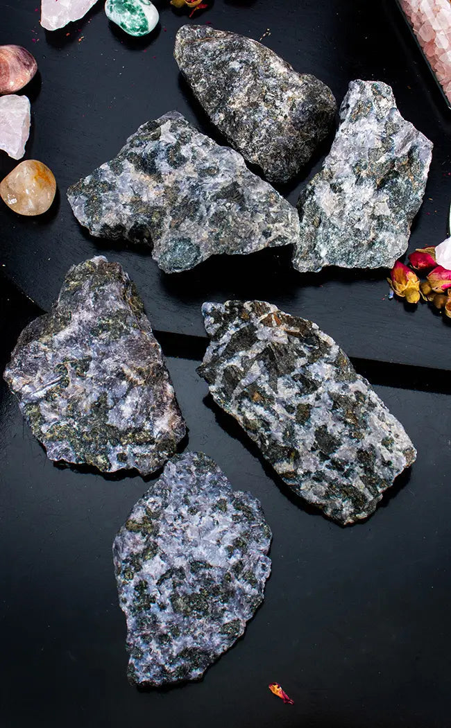 Mystic Merlinite / Gabbro Indigo Raw Chunks | Shop Crystals
