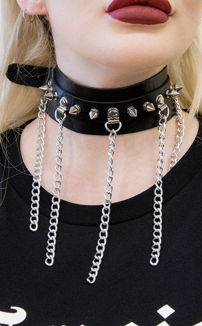 Cold Black Heart No Control Studded Chain Punk Goth Choker | Australia