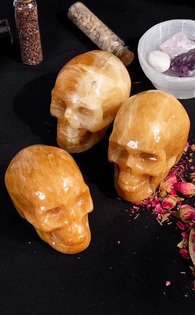 Orange Calcite Crystal Skulls | Shop Crystals and Energy Healing