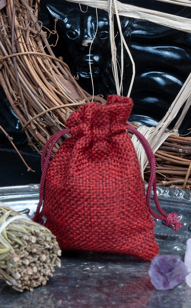 Red Empty Mojo / Spell Bag | Burlap Drawstring Bag