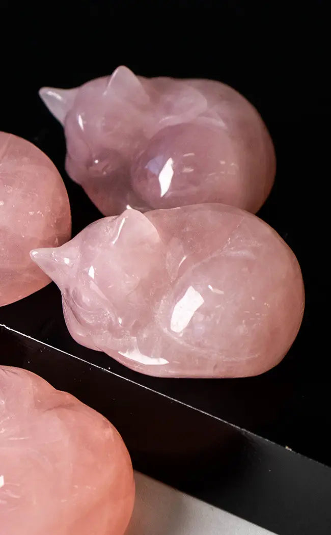 Rose Quartz Sleeping Cats | Crystal Healing | Carved Crystals