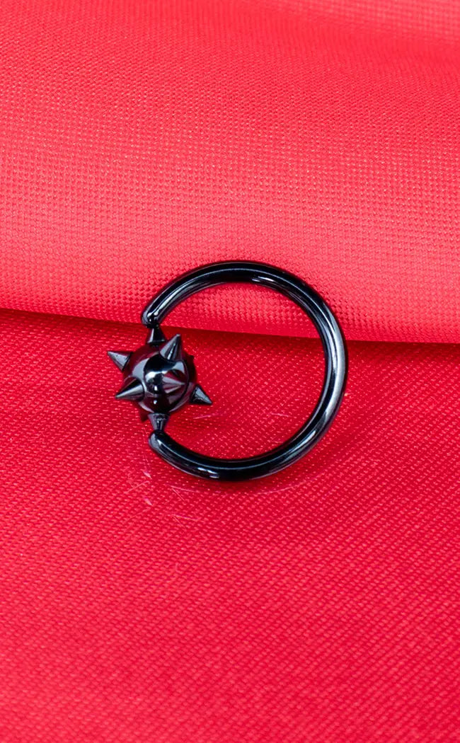 Infantry Morningstar Flail Spiked Septum Ring for Body Piercing Black