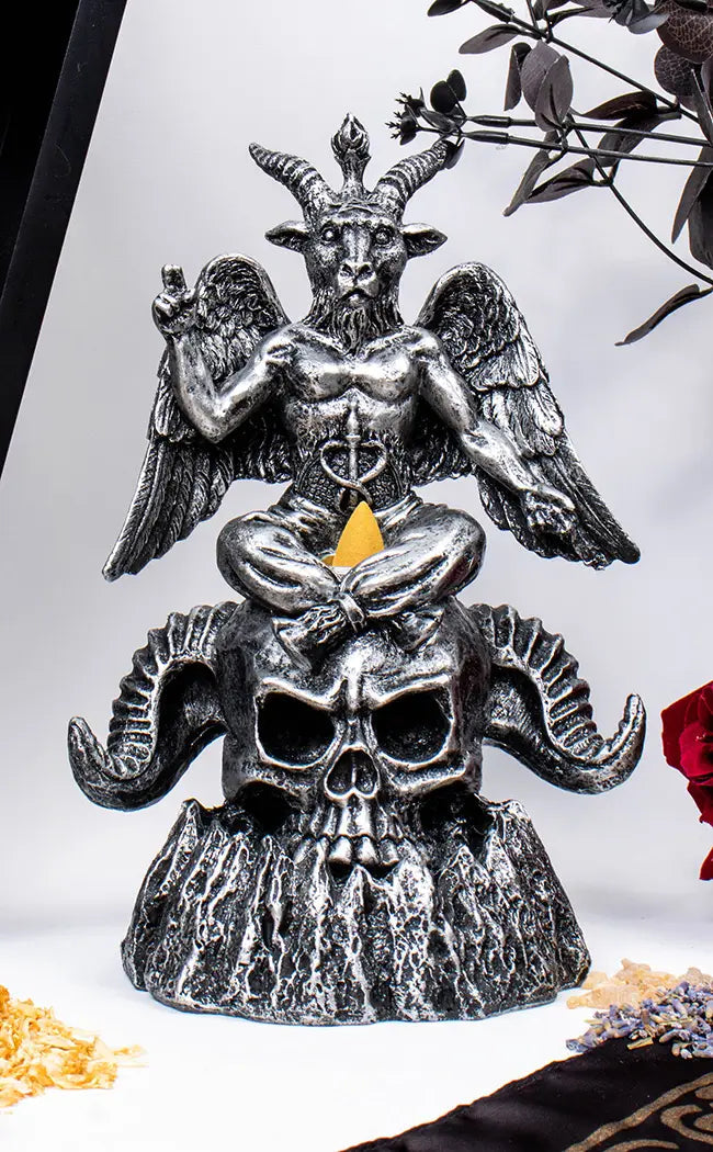 Silver Baphomet Backflow Incense Burner | Witchy Gothic Gifts