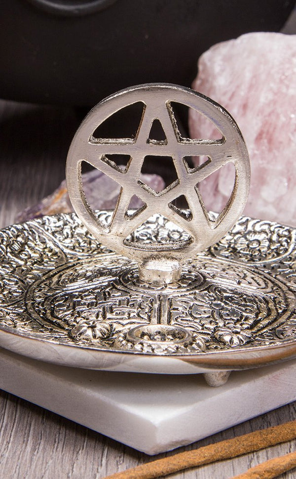 Silver Pentagram Aluminum Incense Burner