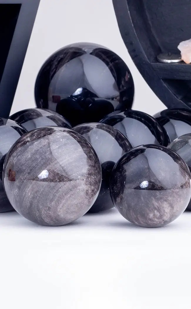 Silver Sheen Obsidian Crystal Scrying Spheres Tragic Beautiful