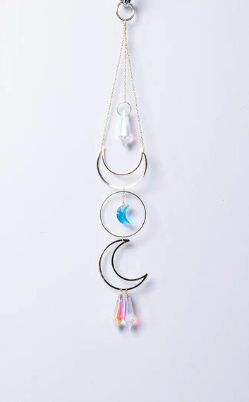 Triple Moon Gemstone Suncatcher | Witchy Homewares Australia