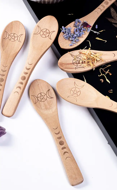 Triple Moon Wooden Ritual Spoon | Witchy Decor & Gifts | Afterpay