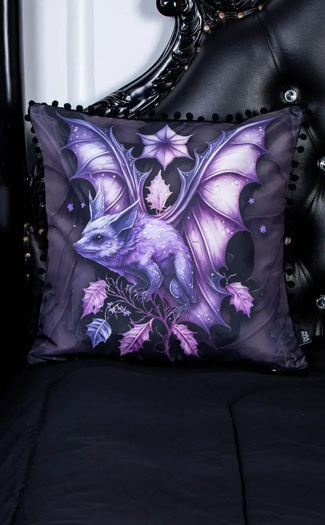 Violet Night Bat Cushion Cover | Gothic Decor & Gifts Tragic Beautiful