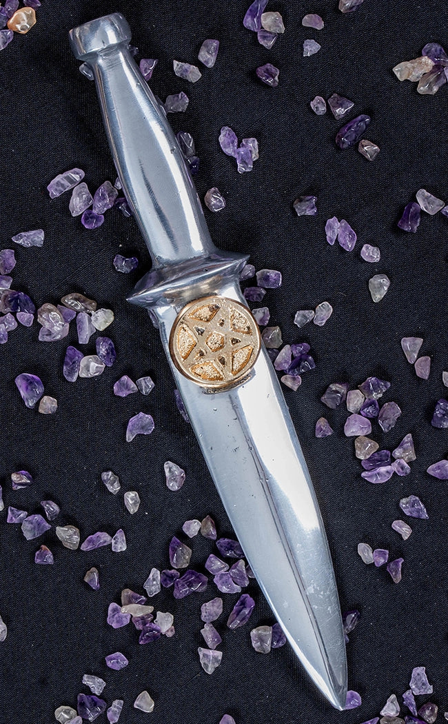 Witchy & Pagan Ritual Tools | Golden Pentacle Aluminium Athame