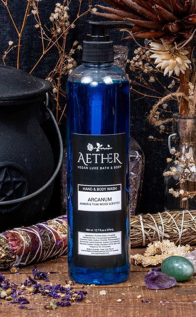 Aether Vegan Bath & Body | Arcanum Amber & Teak Moss Scented Body Wash