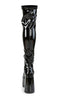 Demonia CAMEL-300 Black Patent Thigh High Boots | Goth Shoes Australia