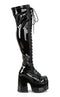 Demonia CAMEL-300 Black Patent Thigh High Boots | Goth Shoes Australia