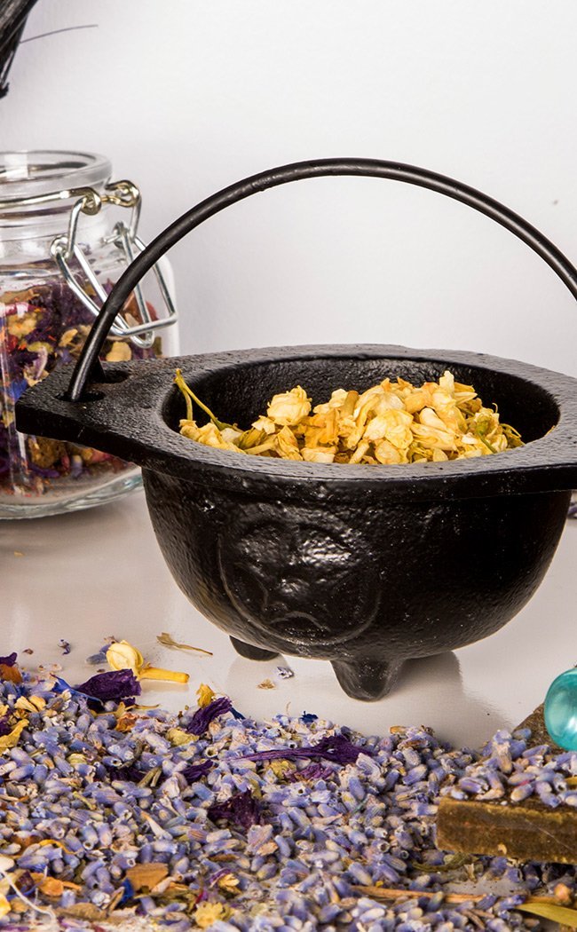 Black Pentacle Cast Iron Cauldron | Pagan Witchy Homewares Australia