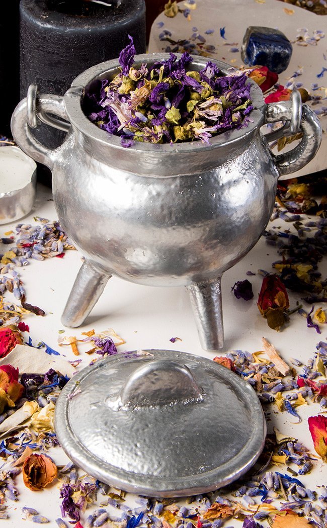 Silver Cast Iron Ritual Cauldron | Pagan & Witchcraft Tools Australia