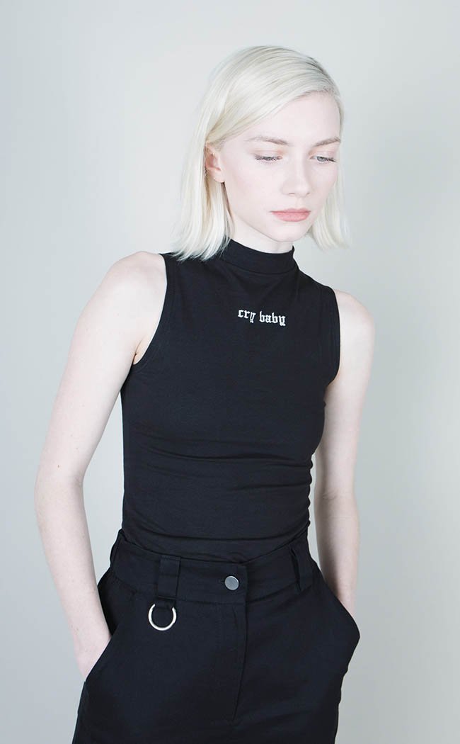Mary Wyatt Australia | Cry Baby High Neck Crop | Alt Gothic Clothing