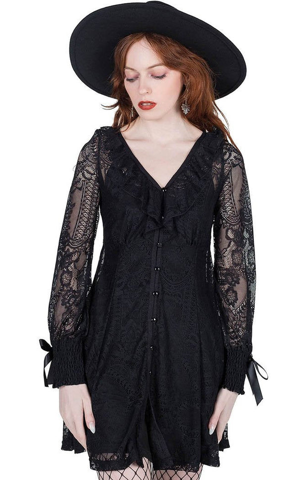 Killstar Australia | Cybele Black Lace Dress | Formal Goth Clothing